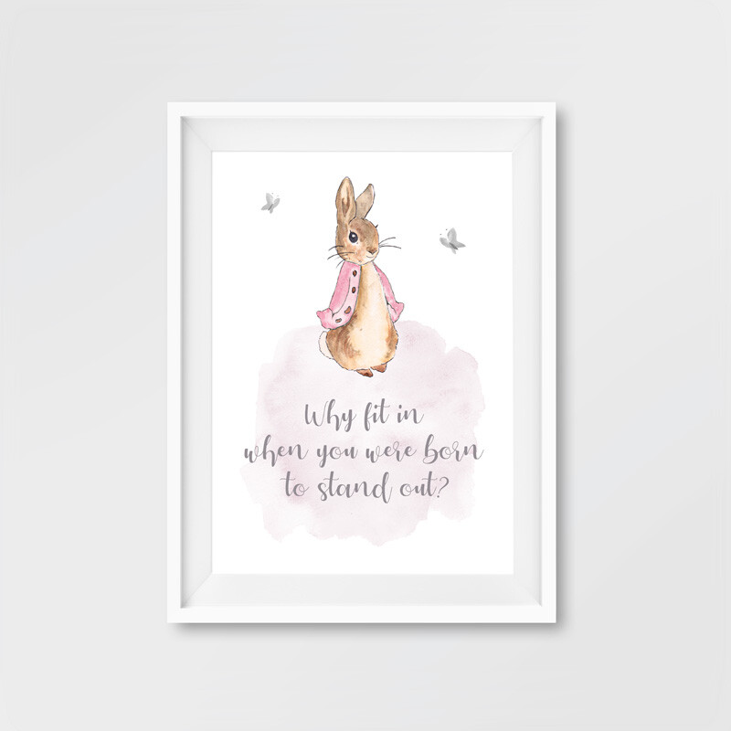 Pink Peter Rabbit Girls Nursery Wall Art Prints Childrens Bedroom ...