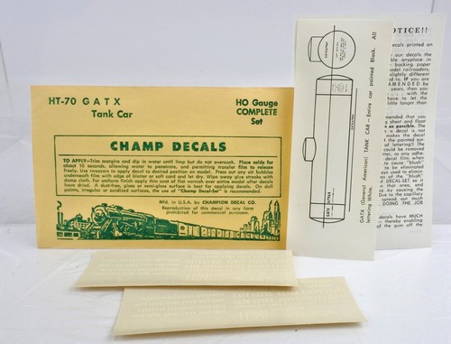 CHAMP HO SCALE HT-70 GATX TANK CAR DECAL | eBay
