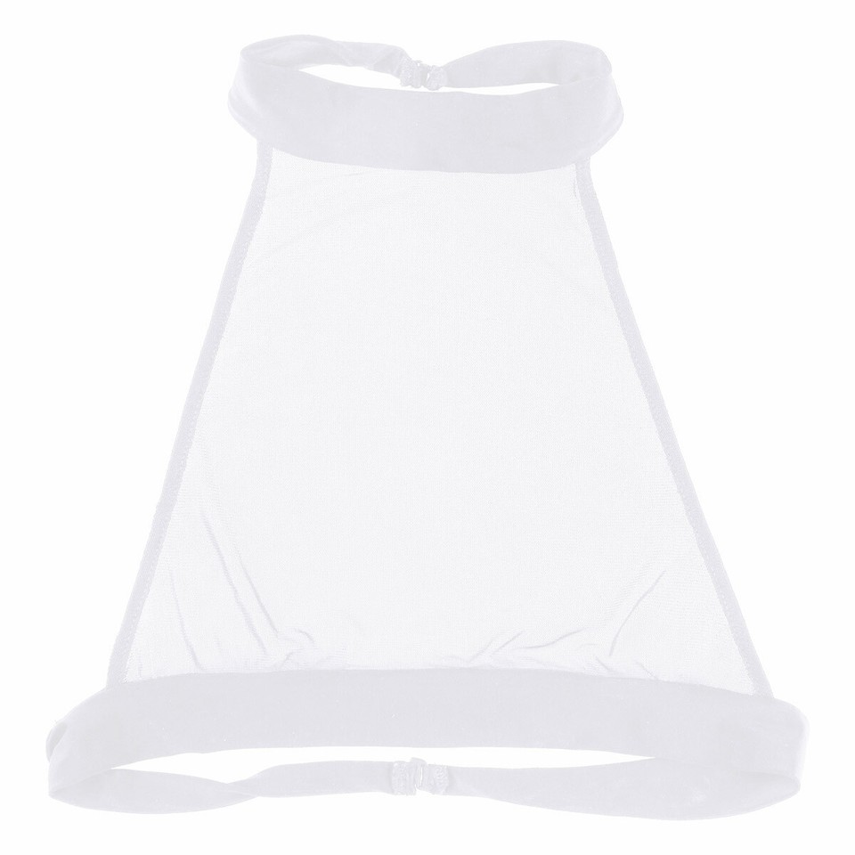 Women Backless Crop Top Sheer Mesh Halter Neck Cami Bra See-Through ...