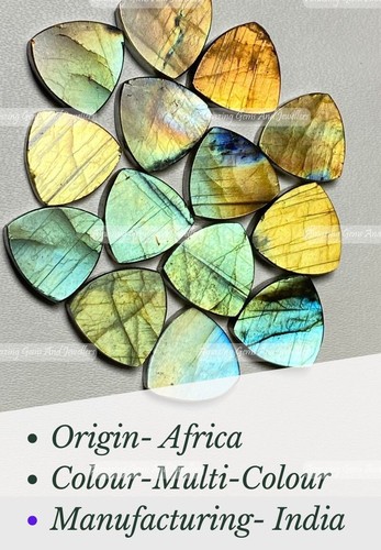 Multi Labradorite 10mm To 15mm Trillion Both Side Flat Back Natural ...
