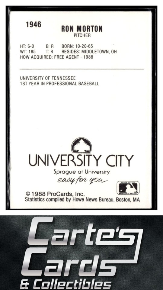 Ron Morton 1988 ProCards #1946 Spokane Indians | eBay