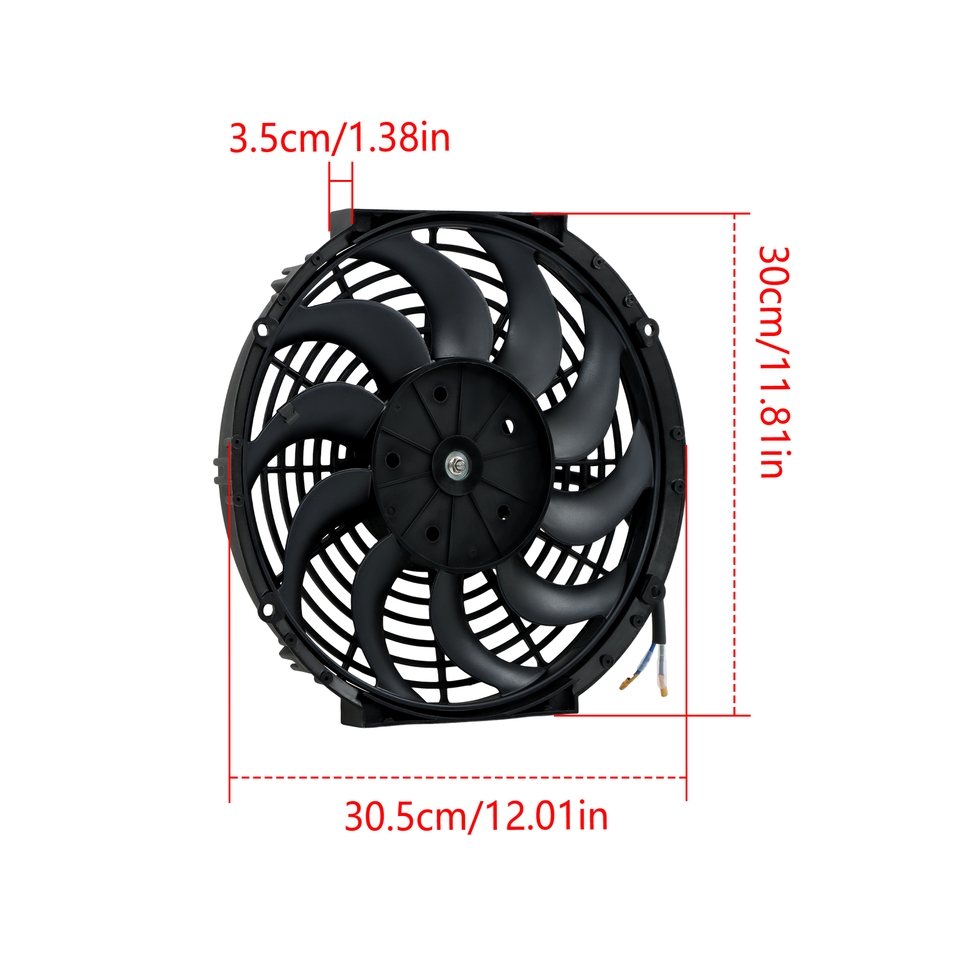 2PC 12" 12V Universal Slim Fan Push Pull Electric Radiator Cooling Fan ...