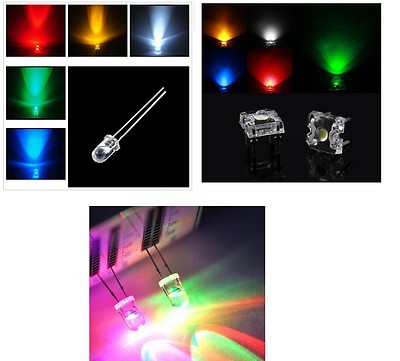 10 LED Hoch Helligkeit' 5mm 3mm 10mm Piranha RGB Weiß Blau Rot Grün ...