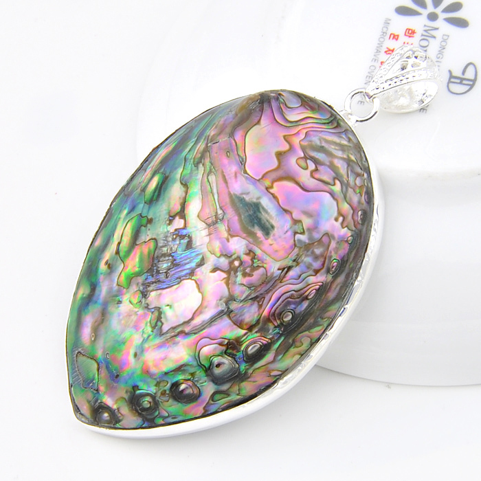 Sale Natural Oval Cut Abalone Shell Silver Necklace Pendant | eBay