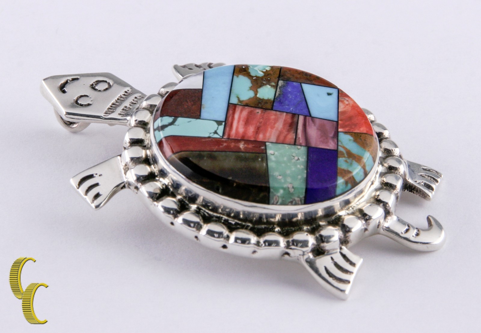 Sterling Silver Alvin Yellowhorse Inlay Turtle Pendant Brooch Lapis ...