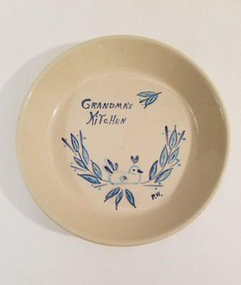 FRIENDSHIP POTTERY "GRANDMA'S KITCHEN" BLUEBIRD PIE PLATE ROSEVILLE ...