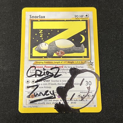 Snorlax Promo #49 Black Star Promo Craig Turvey Auto Signed & Sketch NM ...