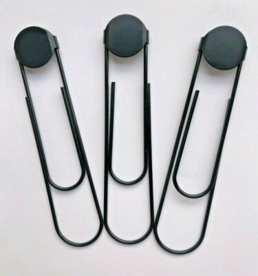 25 x black jumbo large paper clip bookmarks with glue pad - 3.5 inch ...