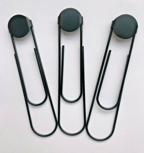 25 x black jumbo large paper clip bookmarks with glue pad - 3.5 inch ...