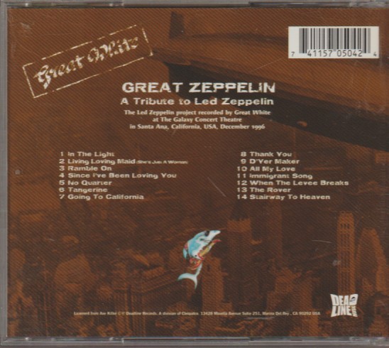 GREAT WHITE Great Zeppelin: A Tribute To Led Zeppelin CD RARE Jack ...