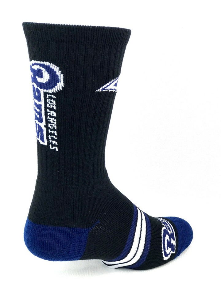 Los Angeles Rams Football Quad Stripe Black Deuce Crew Socks | eBay