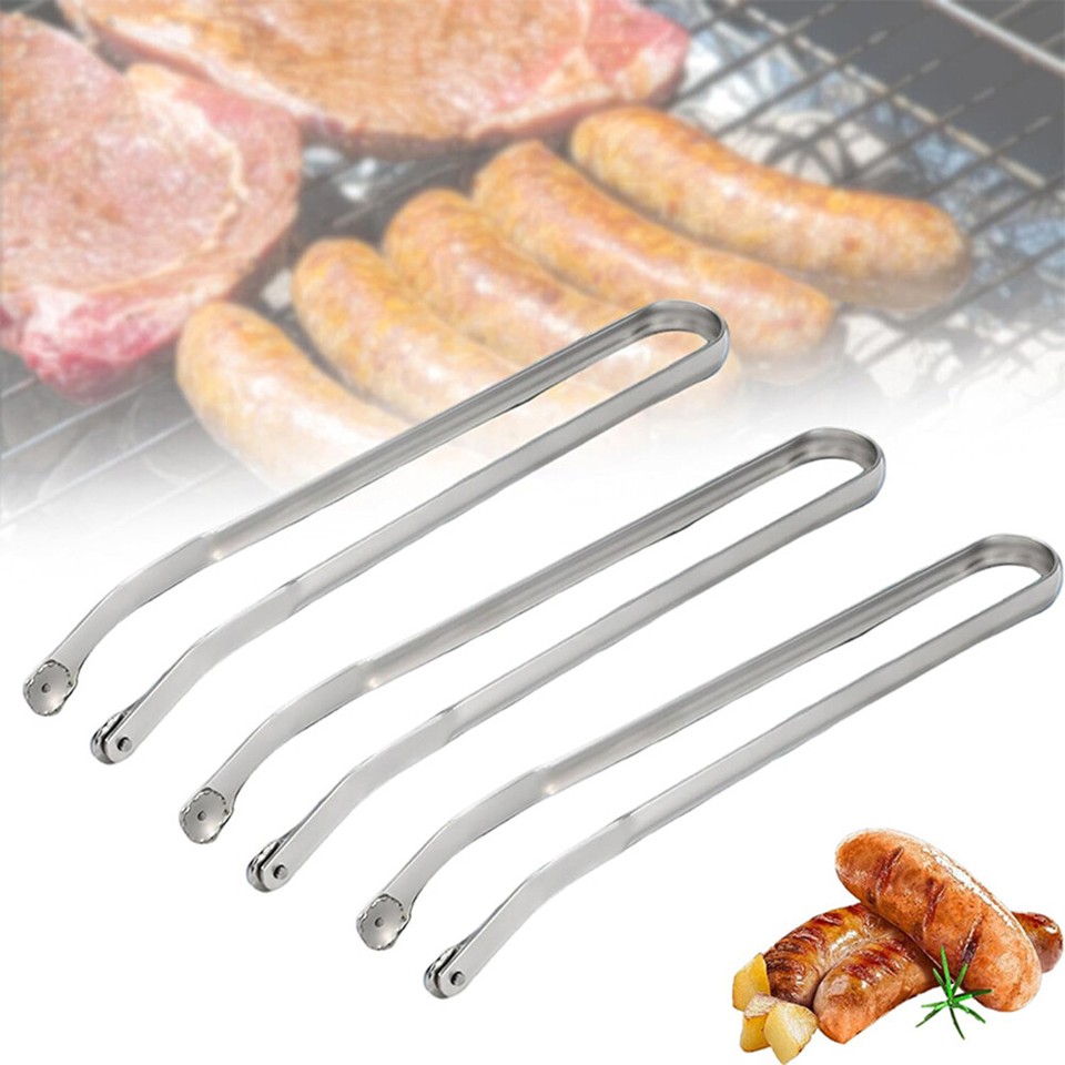 Barbecue Tongs Stainless Steel Hot Dog Tongs Easily Flip Food Tools for ...