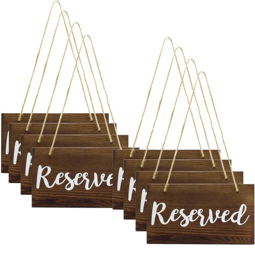 8 PCS Hanging Wooden Reserved Signs Rustic Reserved Seating Signs for ...