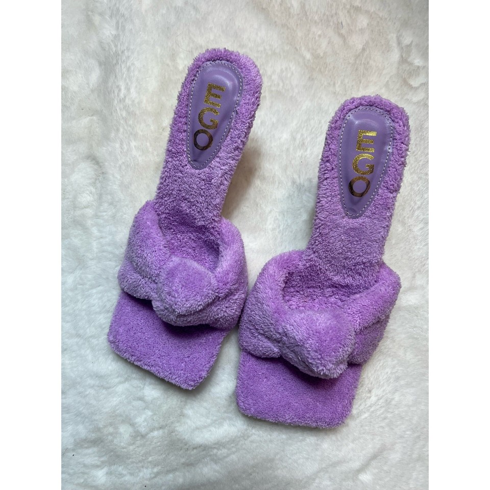 Ego Shoes Lavender Lilac Purple Terry Towel Knotted Square Toe Mule ...