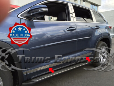 fit:2014-2019 Toyota Highlander 6Pc Stainless Body Side Molding Trim ...
