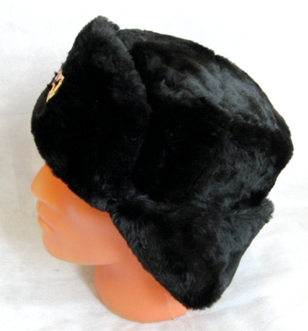 Russian Ushanka Faux Fur Cossack Trapper Hat & USSR Soviet Army Badge ...