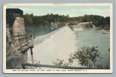 Saluda River Dam WARE SHOALS South Carolina—Antique Postcard Abbeville ...
