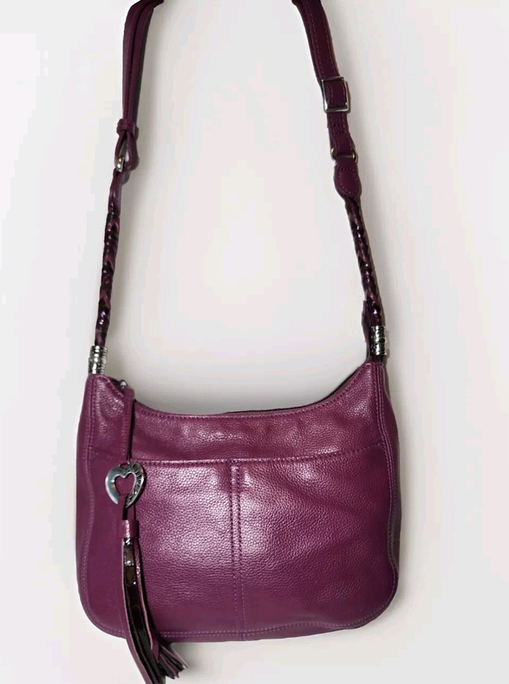 BRIGHTON BABY BARBADOS GUAVABERRY ZIPTOP LEATHER CROSSBODY SHOULDERBAG ...