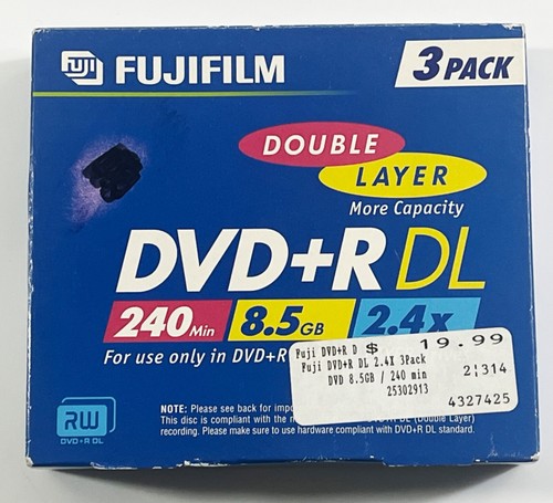 FUJIFILM 3 PACK DVD+R DL 240min 8.5GB 2.4X Recordable Double Layer Disc ...