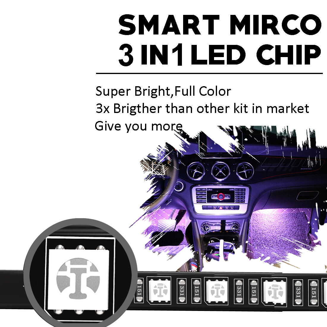 4x 18 Color LED Car Truck Interior Lighting Light Accent Glow Kit w ...