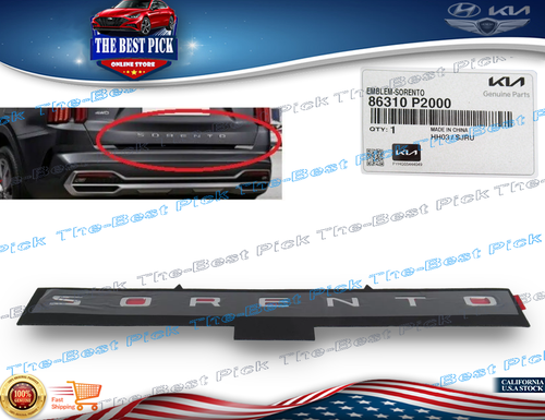⭐GENUINE⭐ REAR Tailgate Emblem *SORENTO* 86310P2000 SILVER Kia Sorento ...