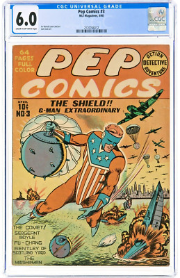 PEP COMICS #3 CGC F 6.0 MLJ MAGAZINES 1940 WWII SUBMARINE COVER! | eBay