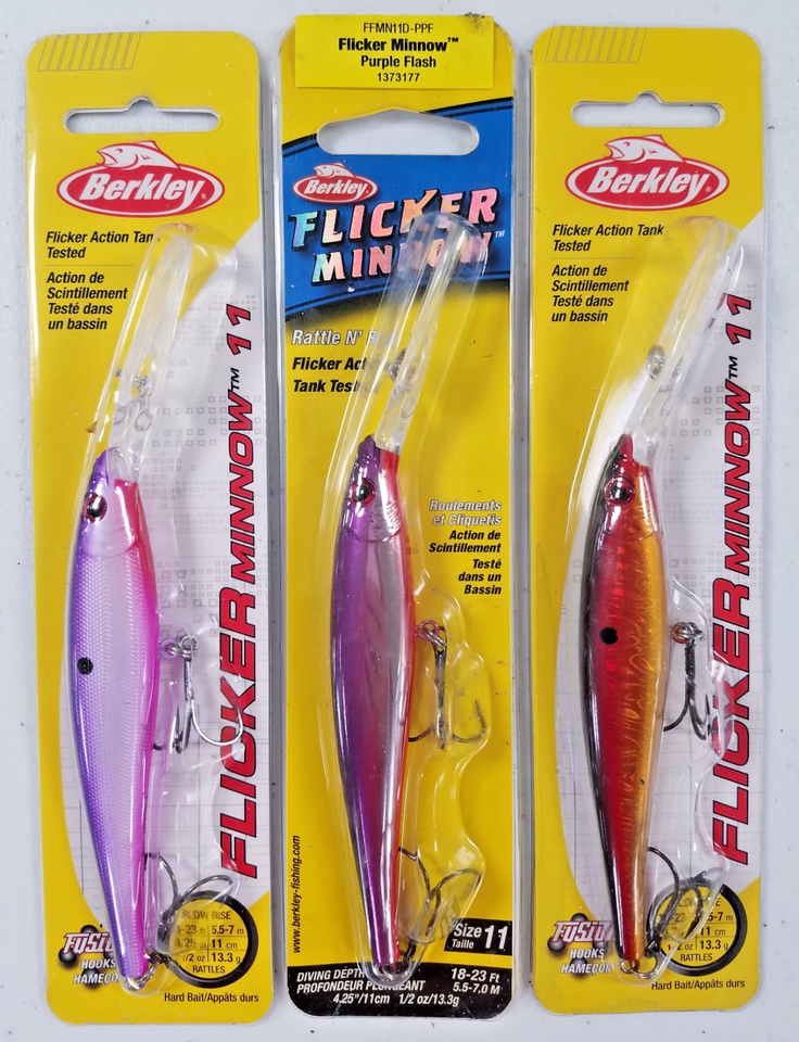 Berkley Fishing Lures Flicker Minnow 9,11 Flicker Shad Slick & Flash Lot of 10 | eBay