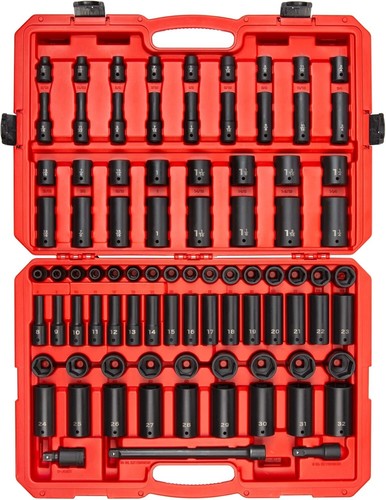 TEKTON 1/2 Inch Drive 6-Point Impact Socket Set, 87-Piece (5/16-1-1/4 ...