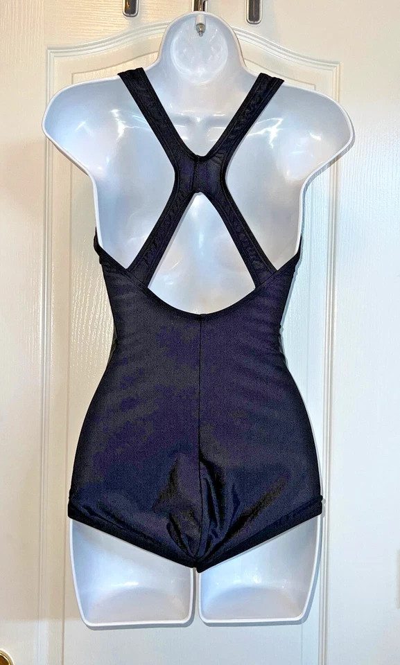 Womens Swim Suit-SPEEDO-black nylon stretch 'Power Flex' one piece ...