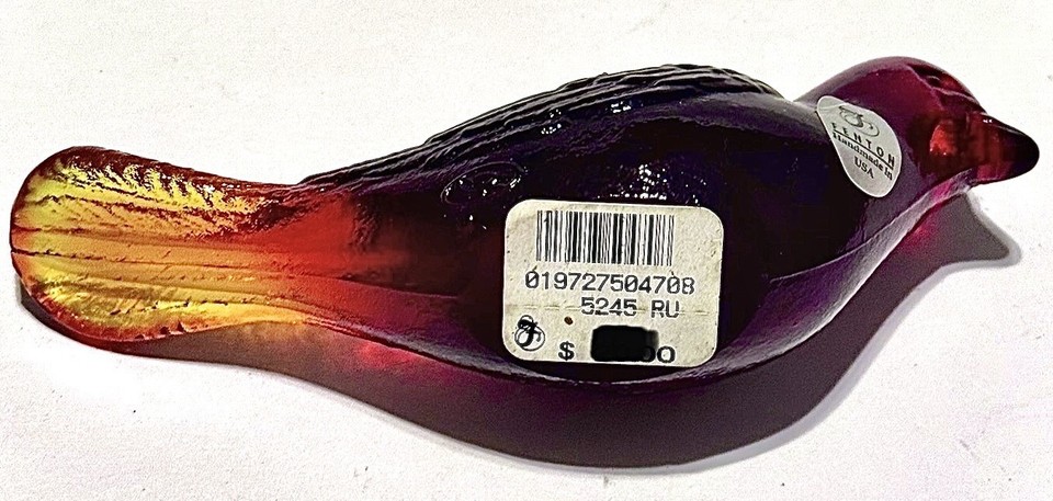 Fenton Art Glass Ruby Red Cardinal Bird Figurine Handcrafted USA #5245 ...