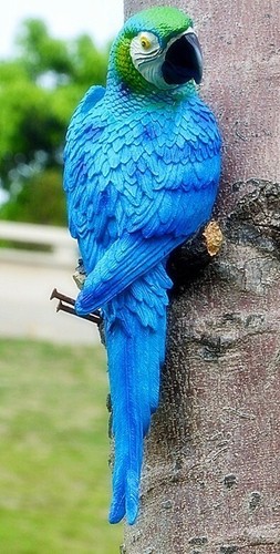 Blue Parrot Bird Statue Garden Sculpture Tabletop Figurine Home Decor ...