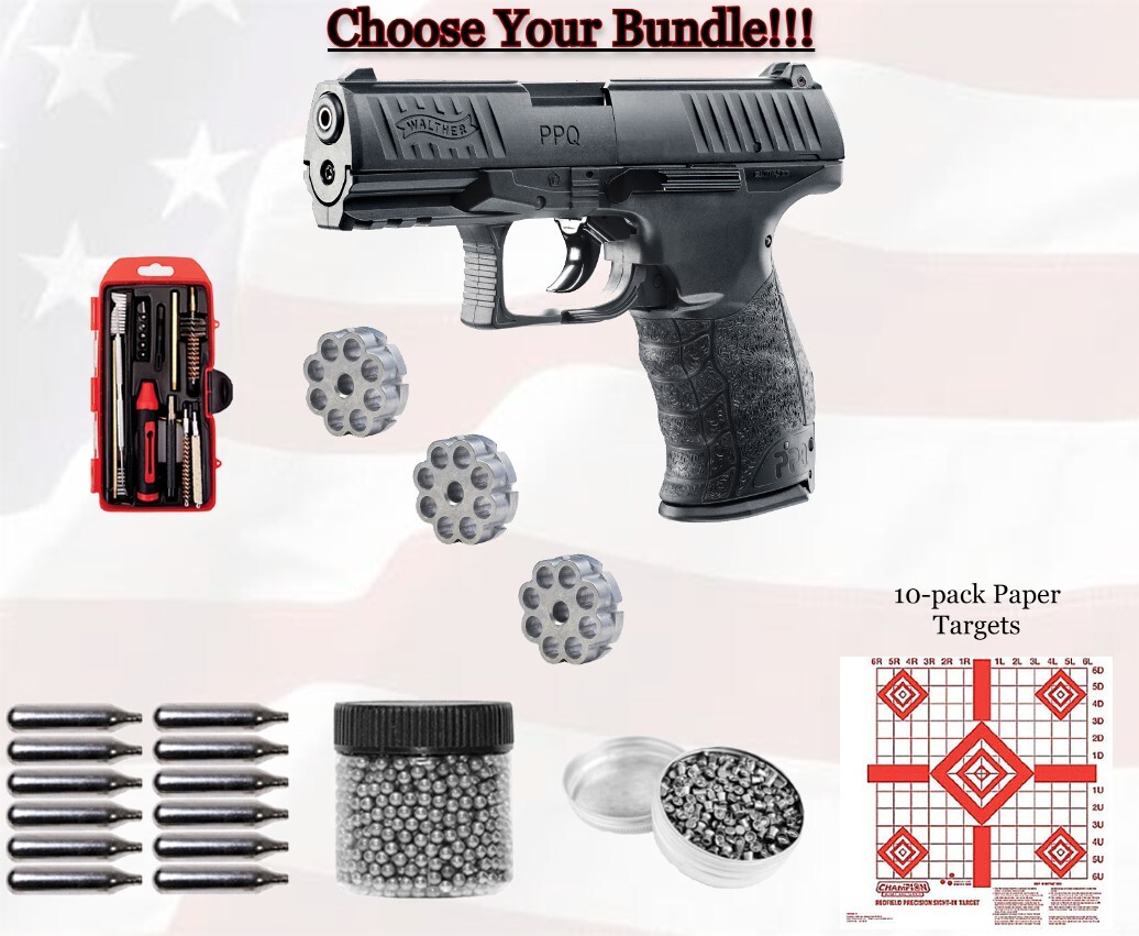 Umarex Walther PPQ CO2 .177 Pellet / BB Repeater Air Pistol w/ Bundle ...