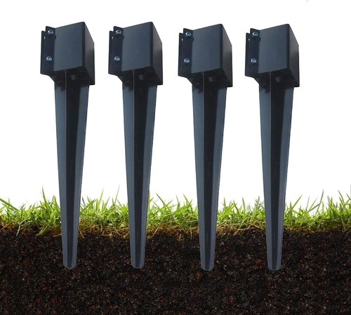 MTB Fence Post Anchor Ground Spike Metal Black Powder Coated 24 x 4 x 4 ...
