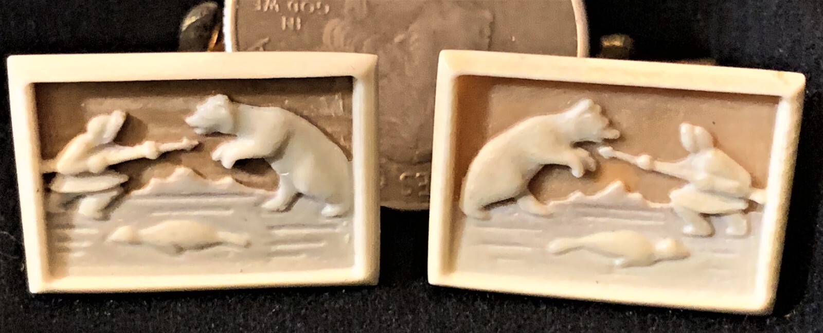 Inuit Fighting a Polar Bear for his Seal Catch Hand C… - Gem