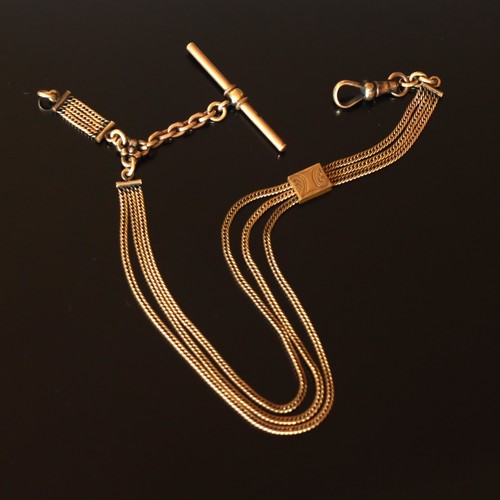 Art Deco Gold Fill Pocket Watch Fancy Foxtail Weave Multi Chain & Slide ...
