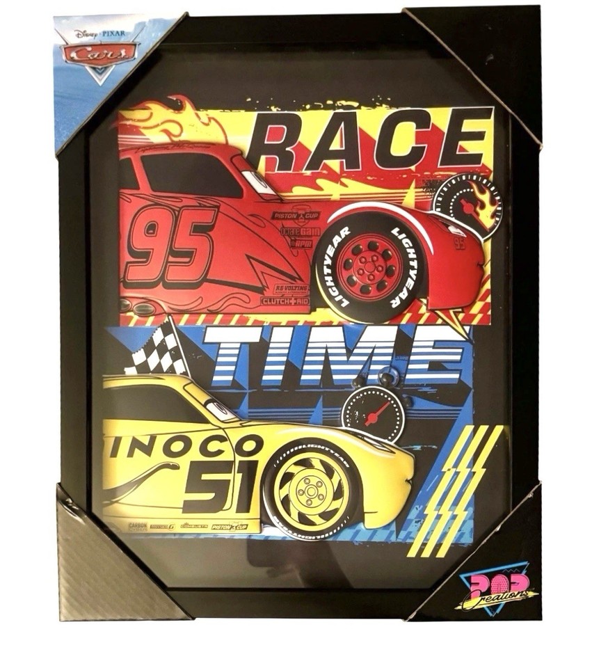SET CARS 3D Lightning Mcqueen Disney Pixar Movie Framed Wall Art Framed ...