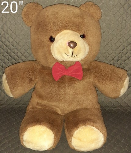 Gerber TLC Bear 20" Plush Brown Teddy Red Bow Korea VTG Stuffed Animal ...