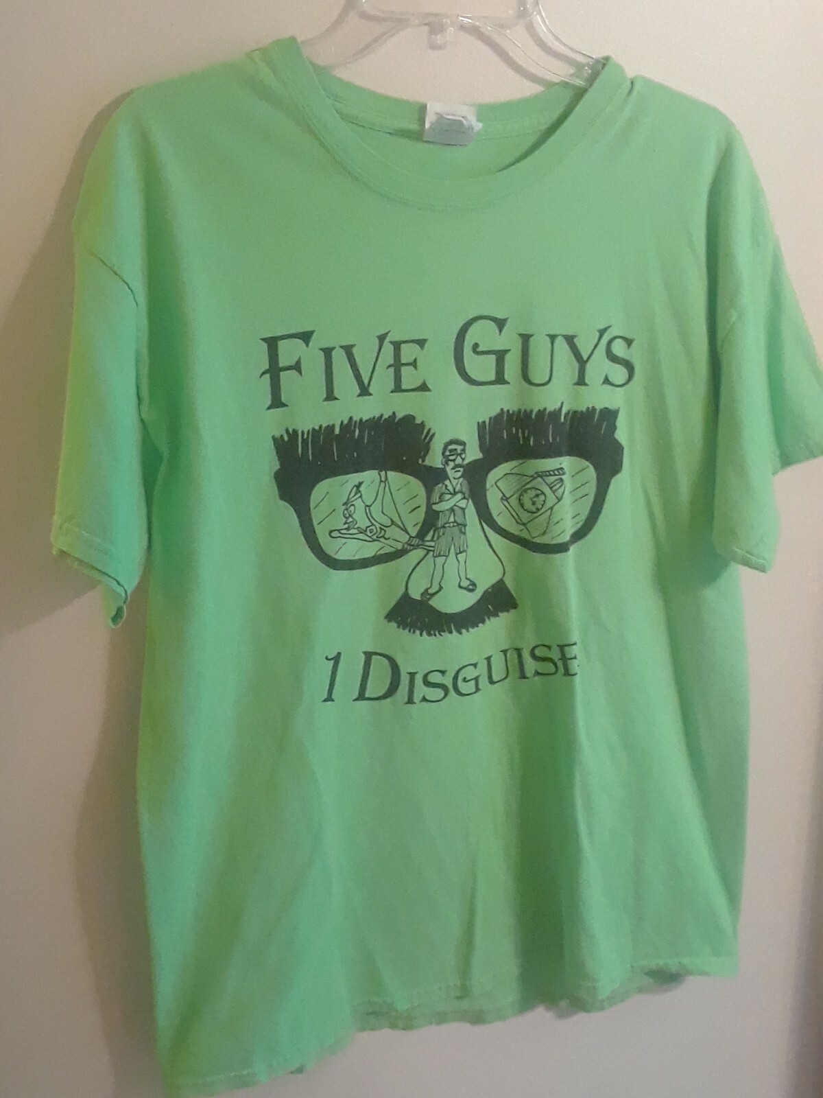 Five Guys 1 Disguise Neon Green Mens Large T-Shirt Mu… - Gem