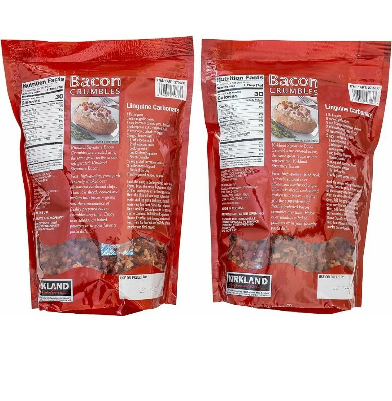 2 Pack Kirkland Signature Bacon Crumbles Real Bacon 20 oz Bags 2.5 lbs ...