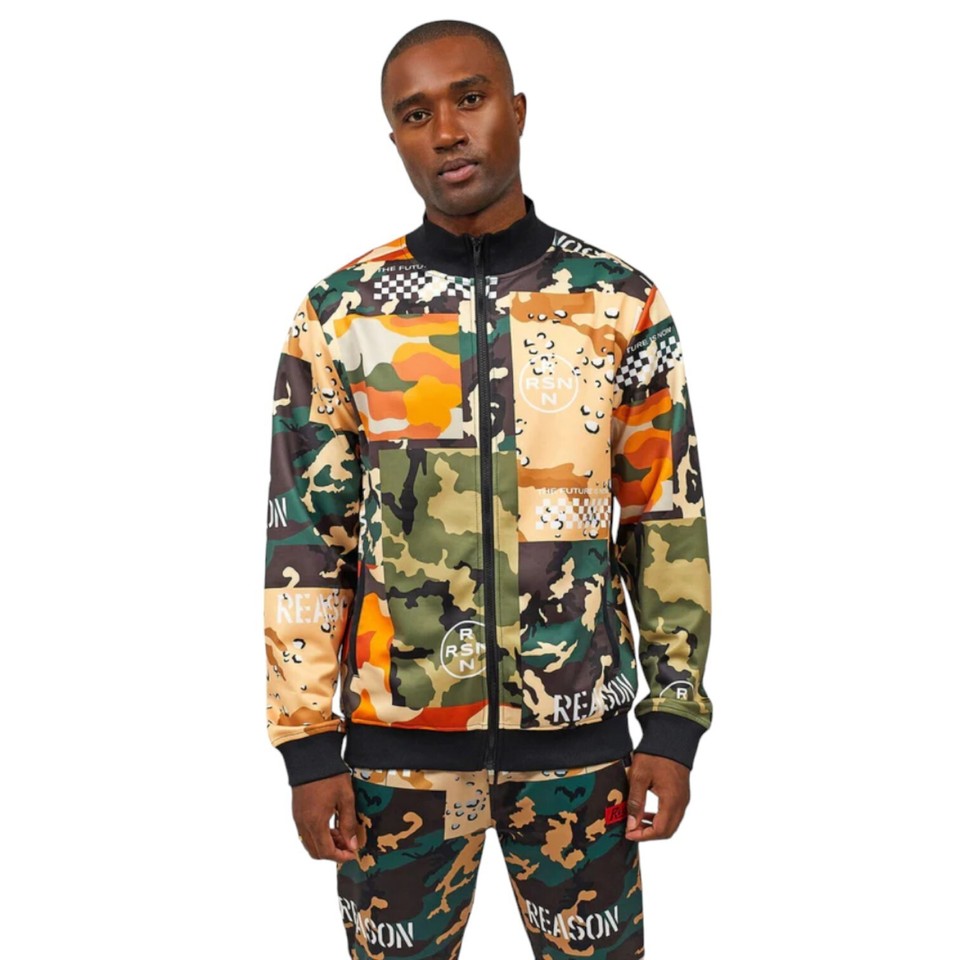 Reason Allover Camo Mixed Allover Print Track Jacket Men's Size Large ...