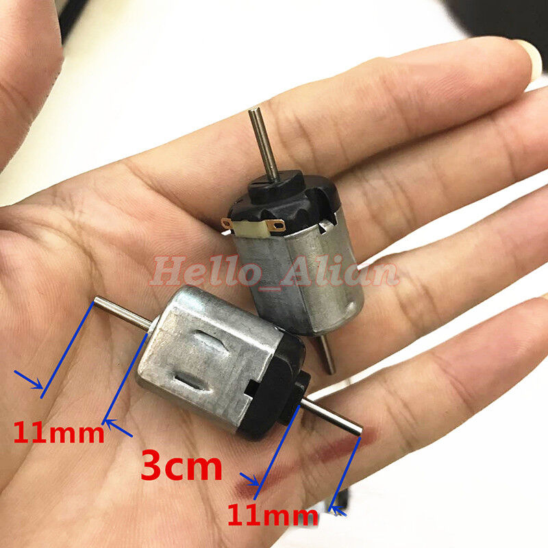 2PCS DC 1.5V-3V 14000RPM Dual Shaft Mini 130 DC Motor Hobby Toy Car Fan ...