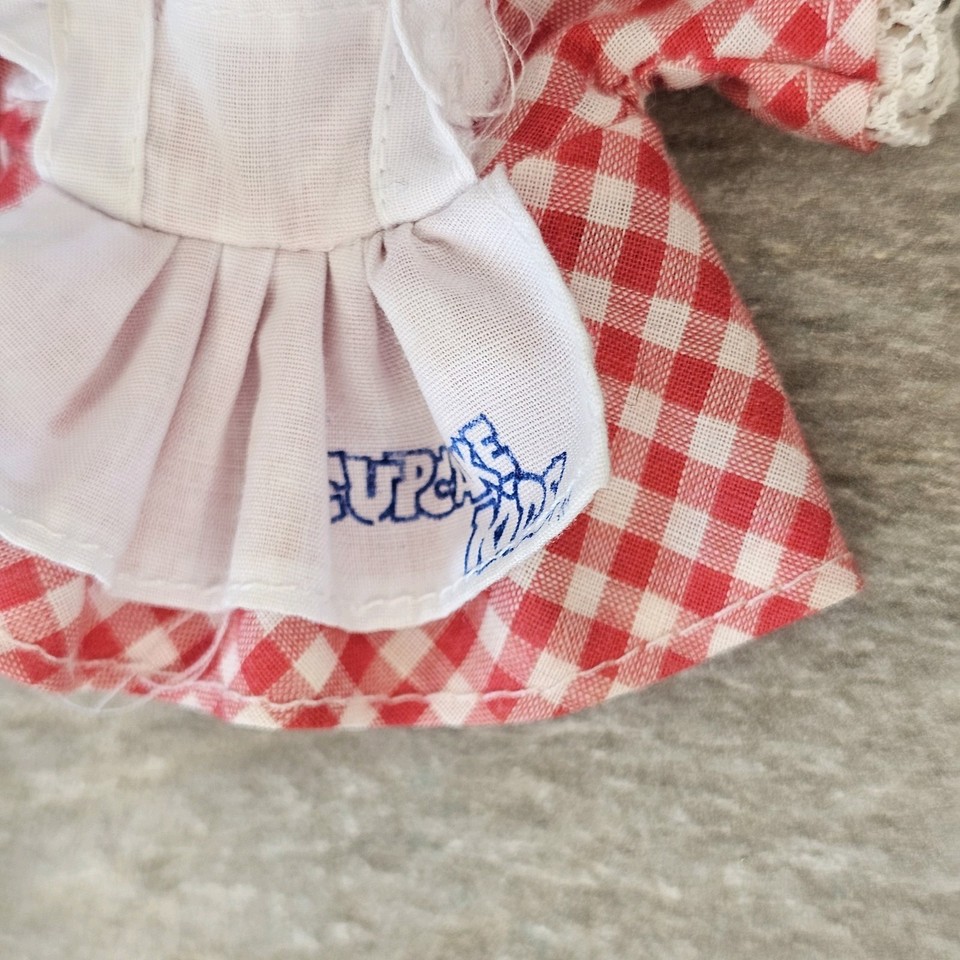 Vintage Mel Appel Cupcake Kids Doll Red White Plaid Apron Dress Very ...