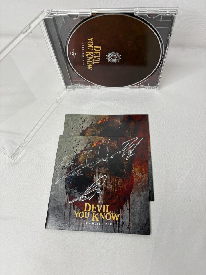 Devil You Know – They Bleed Red – Full Band Autographed CD Cover Book ...