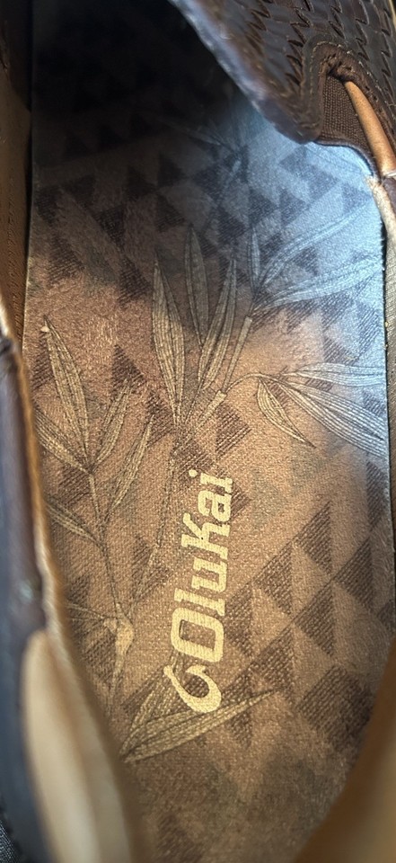 OluKai Lae‘ahi Lauhala Men’s Woven Leather SlipOn Shoes Size 11.5 Dark ...