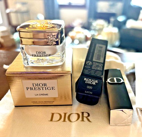 DIOR VIP GIFT SET Perfume + Prestige Cream + Bag+ Red Lipstick Holiday ...