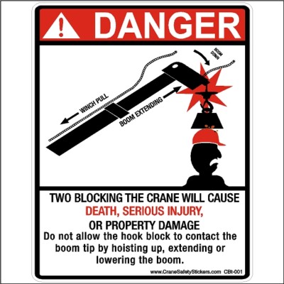 Crane Safety Sticker Two Blocking Hazard Decal for Crane and Bucket ...