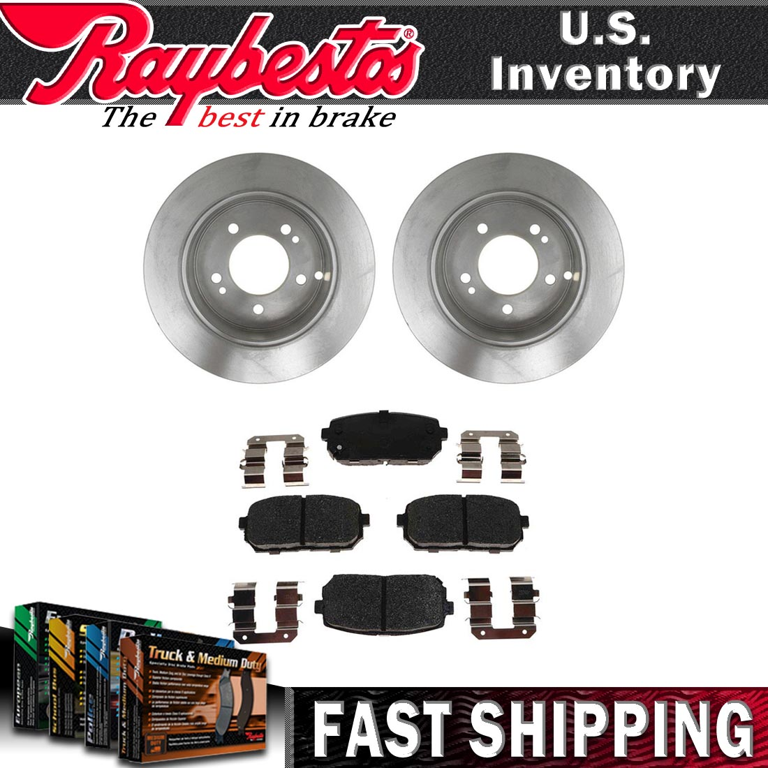 Rear Kit Brake Rotors Ceramic Brake Pads and Hardware For 2007-2012 Kia ...