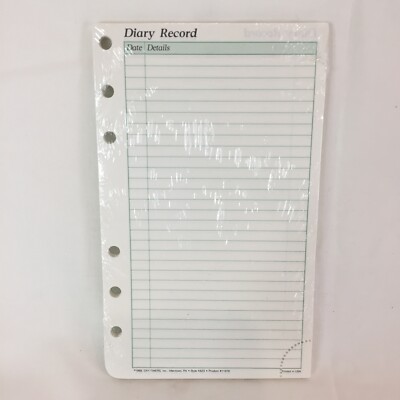New 1988 Day-Timer Refill Diary Record Sheets 6 Hole Lined Green ...