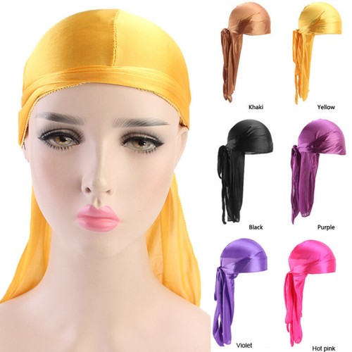 /Men Silk Cap Wrap Satin Long Tail Doo Durag Headwear Pirate Bandana ...