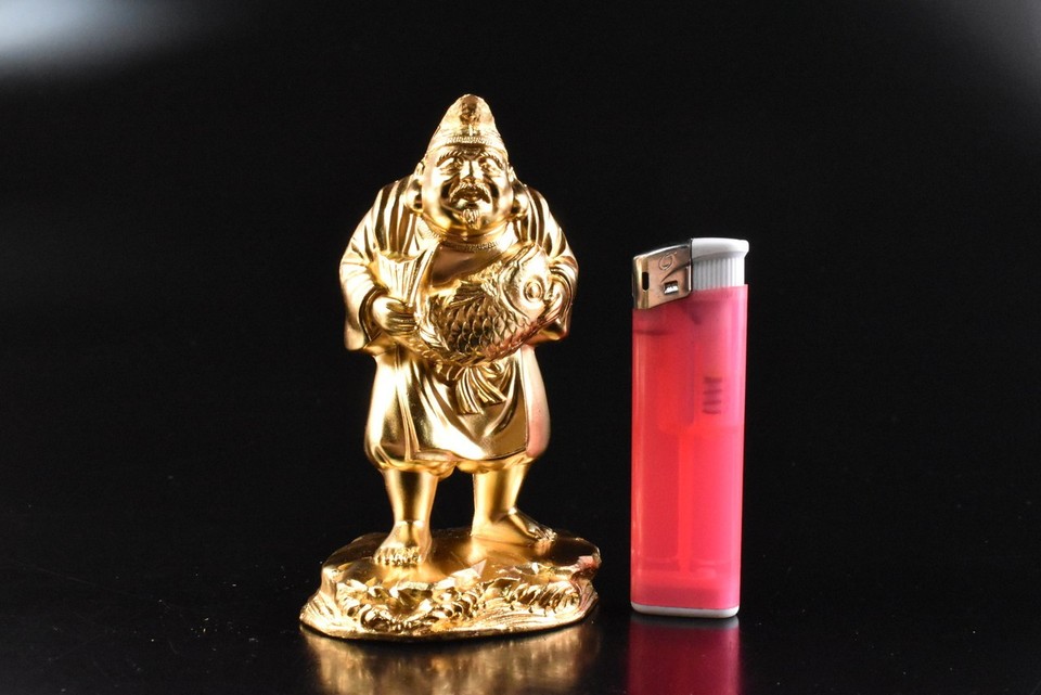R2904: Japanese Metal Ebisu STATUE sculpture Ornament Figurines Lucky ...